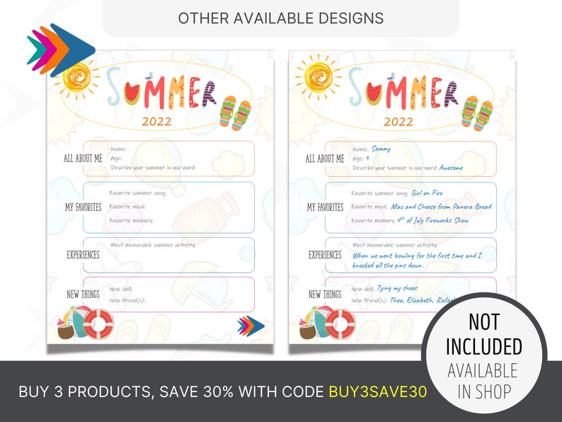 Summer Interview Template, Personalized Kids Keepsake, End of Summer ...