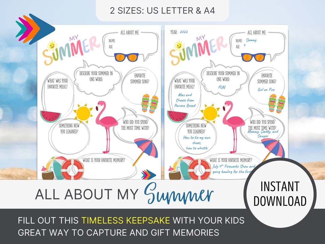 All About My Summer Interview, Personalized Gift, End of Summer ...