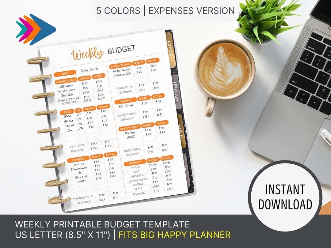 Printable Weekly Budget, Budget Template, Budget by Week, Weekly ...