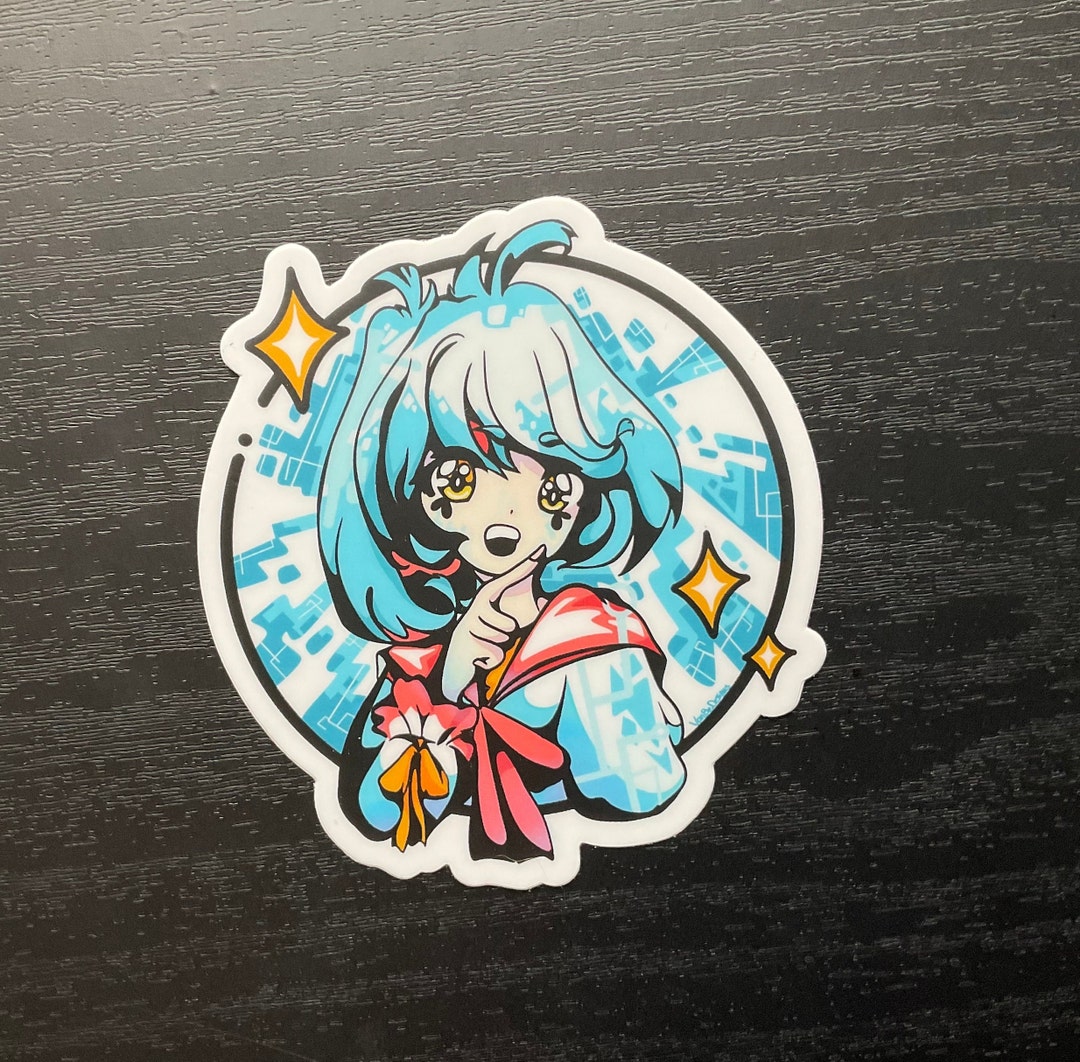 Anime Circuit Board Blue Digital Girl Sticker Decal - Etsy