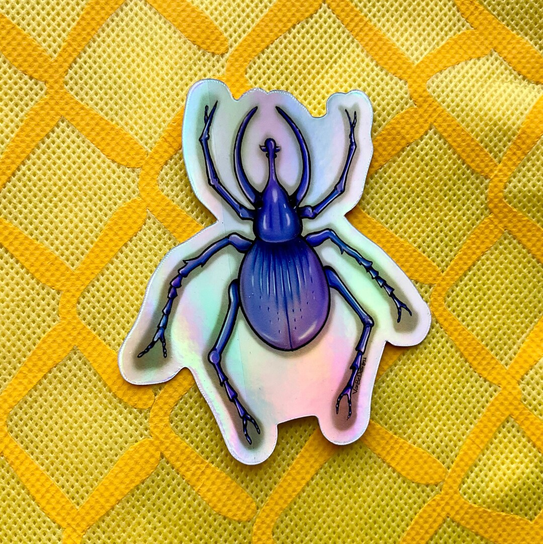 Holographic Purple Beetle Insect Vinyl Sticker/ Laptop Water Bottle ...