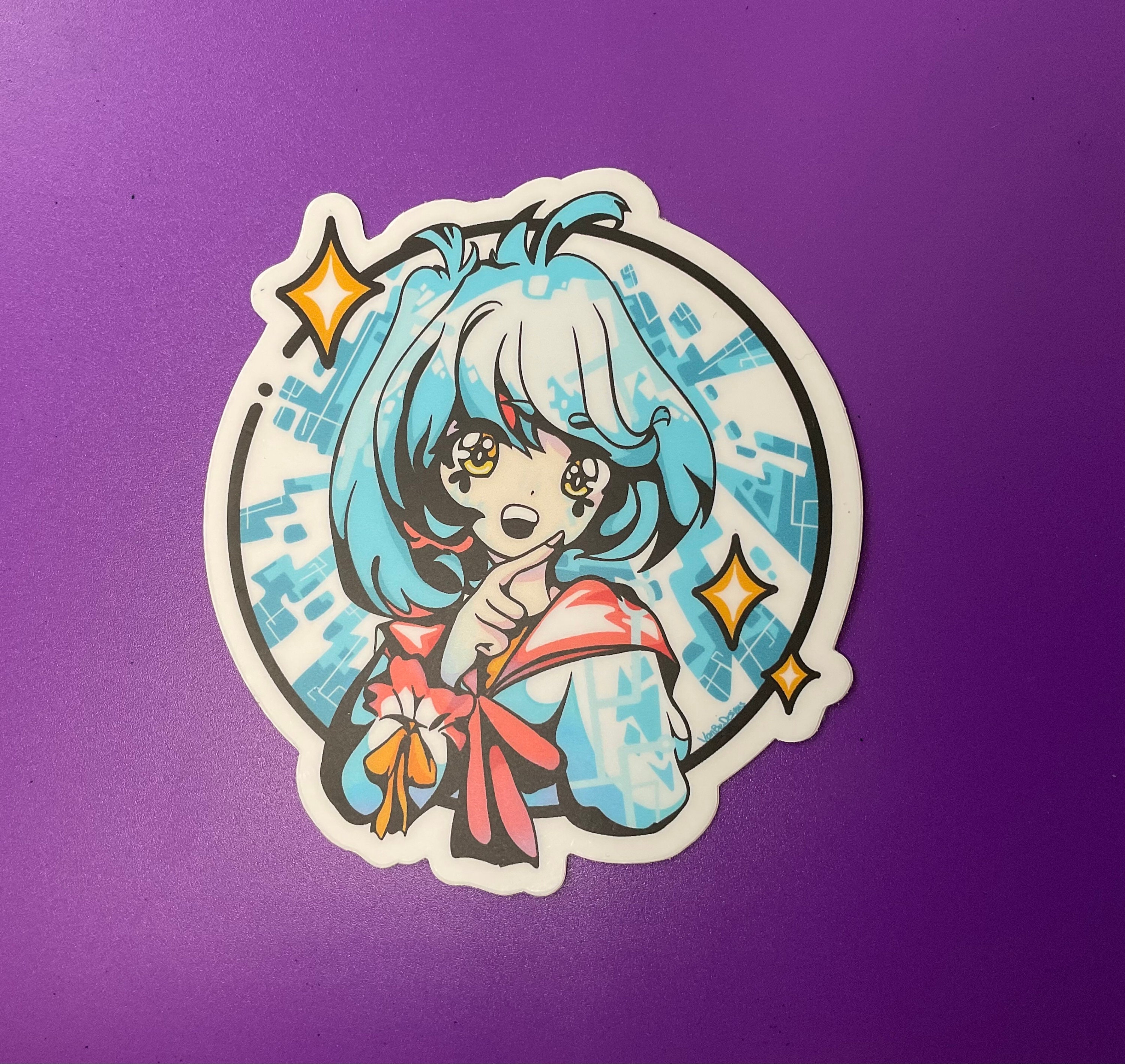 Anime Circuit Board Blue Digital Girl Sticker Decal - Etsy