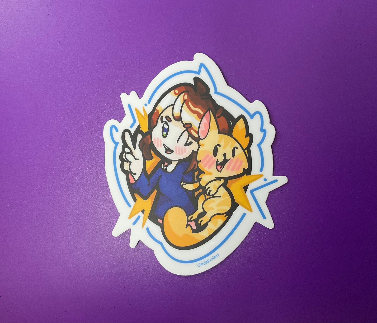 Cute Girl and Cat Sticker Decal - Etsy