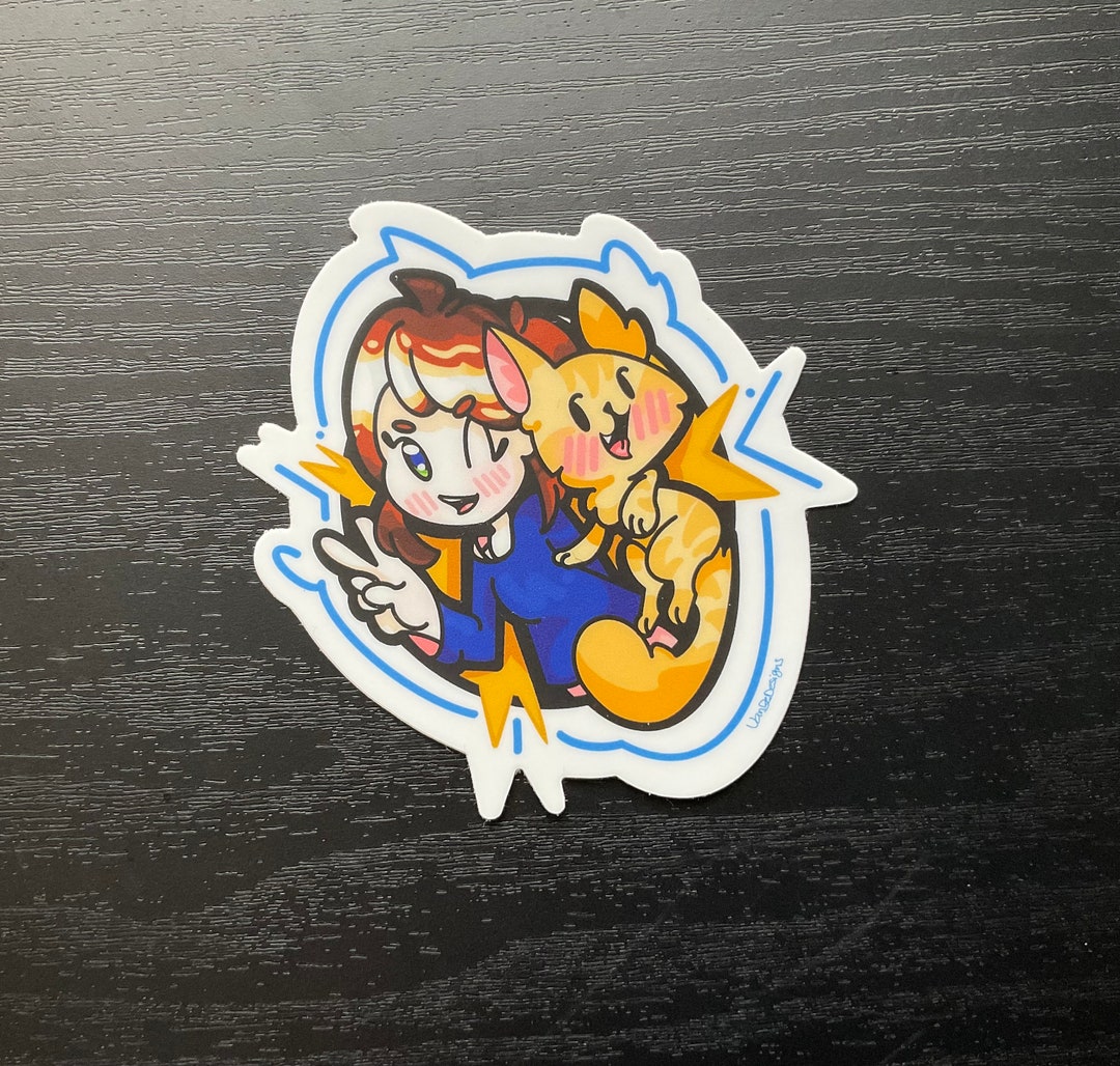 Cute Girl and Cat Sticker Decal - Etsy