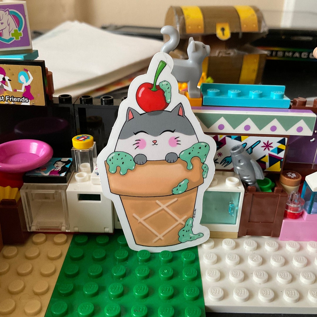 Kawaii Ice Cream Gelato Cat Vinyl Sticker Decal/ Best Friend Sticker ...