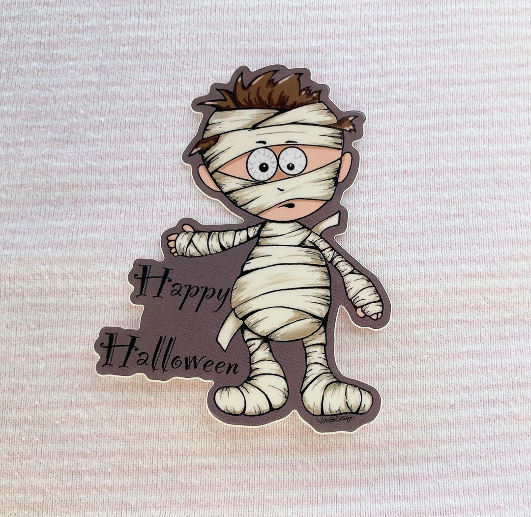 Cute Mummy Boy Halloween Vinyl Sticker - Etsy