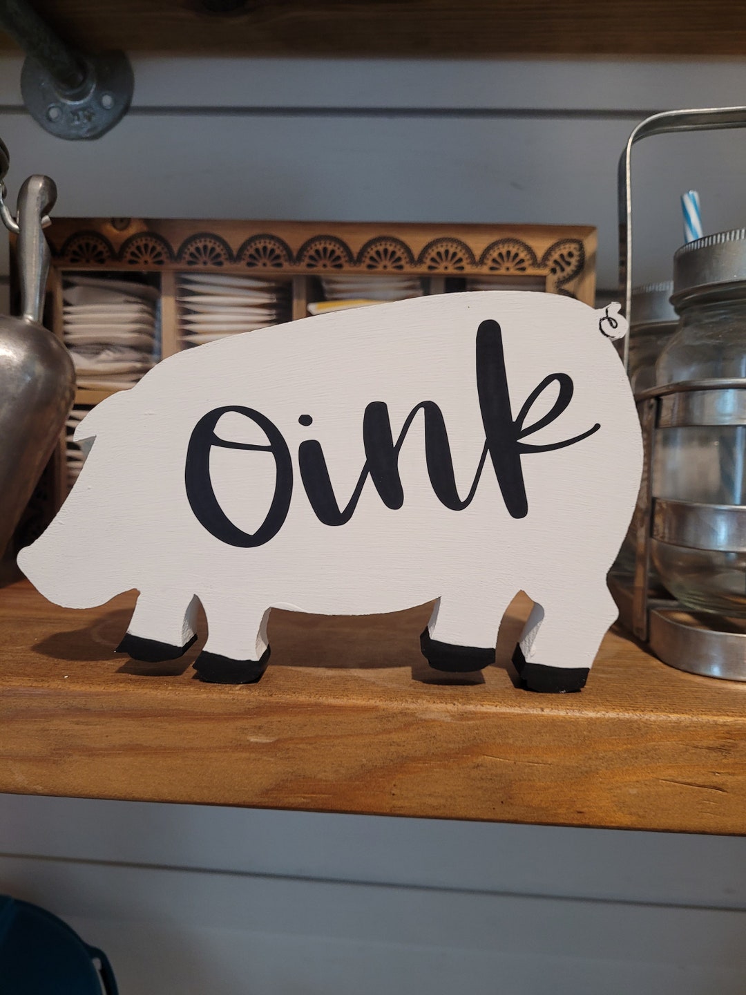 Farmhouse Wood Pig Shelf Sitter Wall Hanging Sign Rustic - Etsy