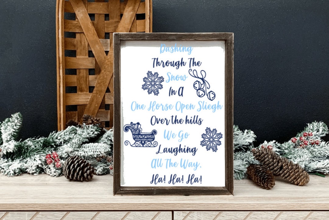 Jingle Bells Lyrics Dashing Through the Snow Wood Framed - Etsy
