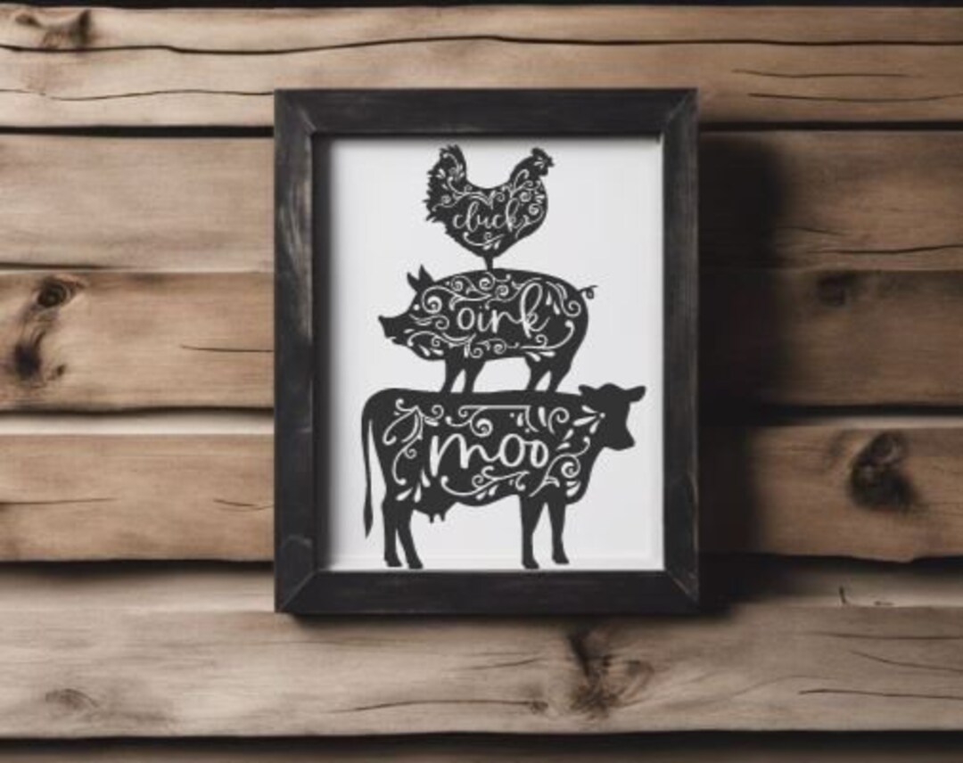 Stacked Scroll Farm Animal Wood Sign Farmhouse Decor Rustic - Etsy