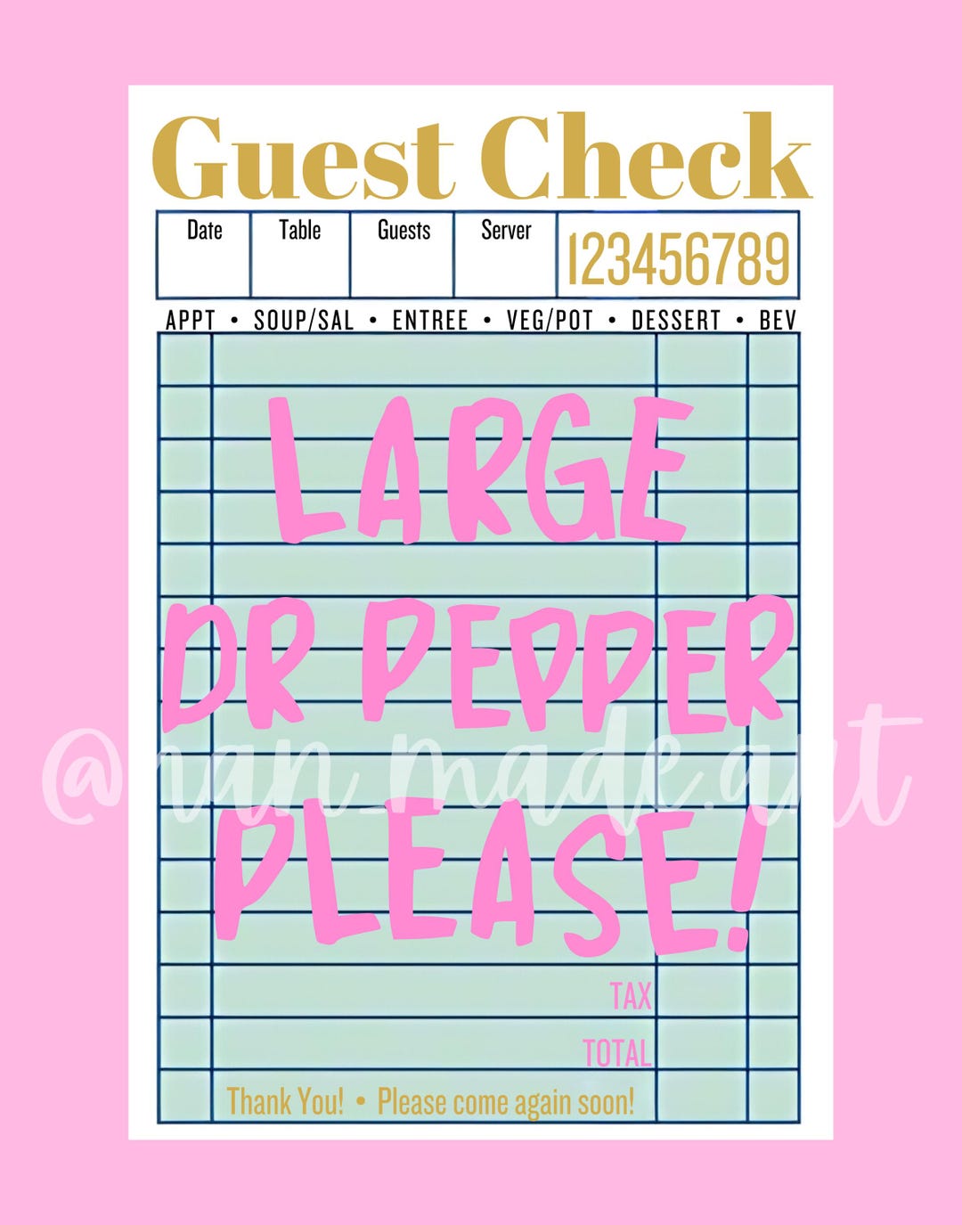 Guest Check Large Dr Pepper Please Digital Download (8x10) - Etsy