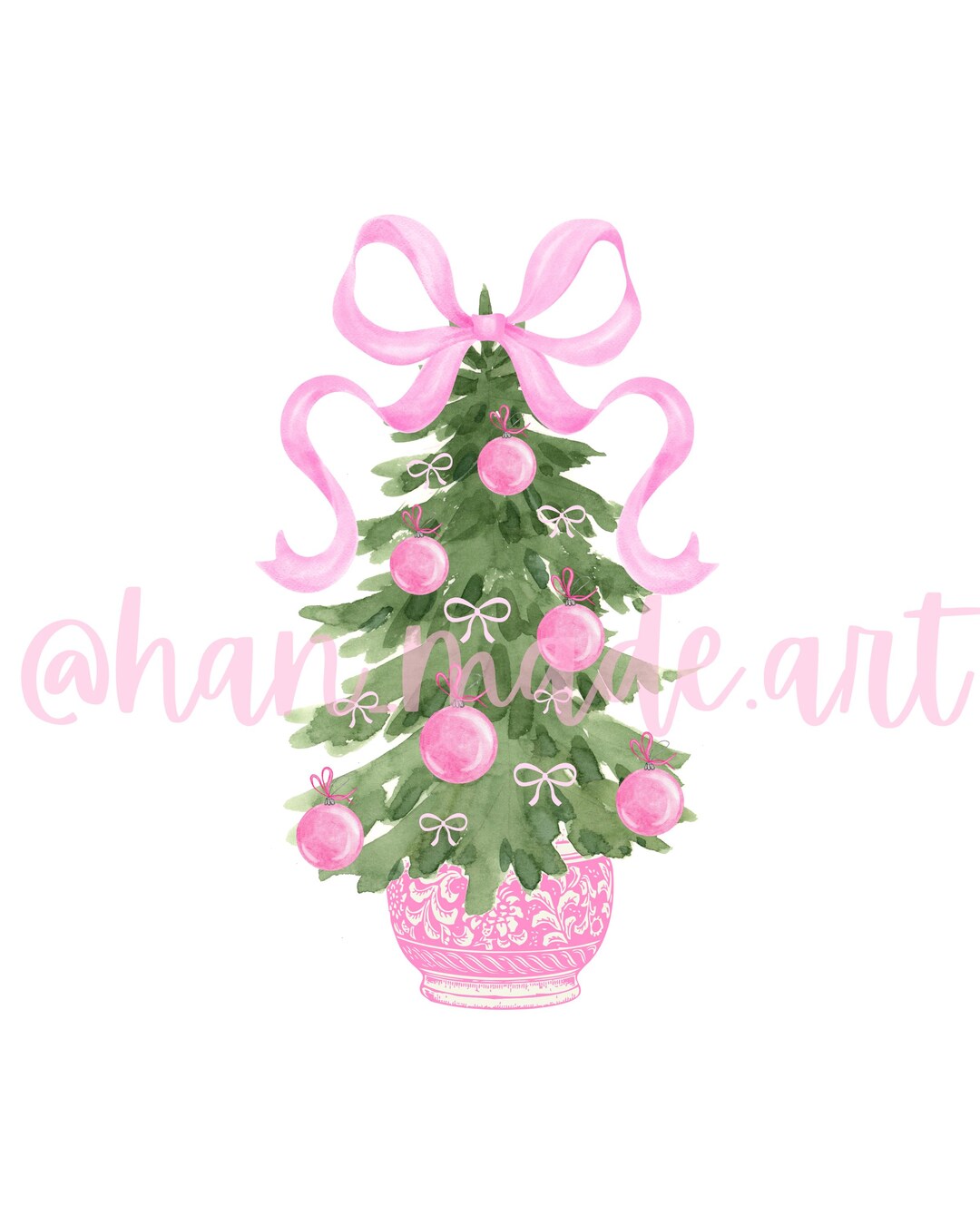 Pink Toile Christmas Tree Digital Download (8x10) - Etsy