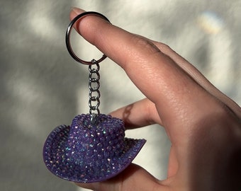 Pink Glitter Cowboy Hat Keychain, Cowgirl Hat Keychain - Etsy