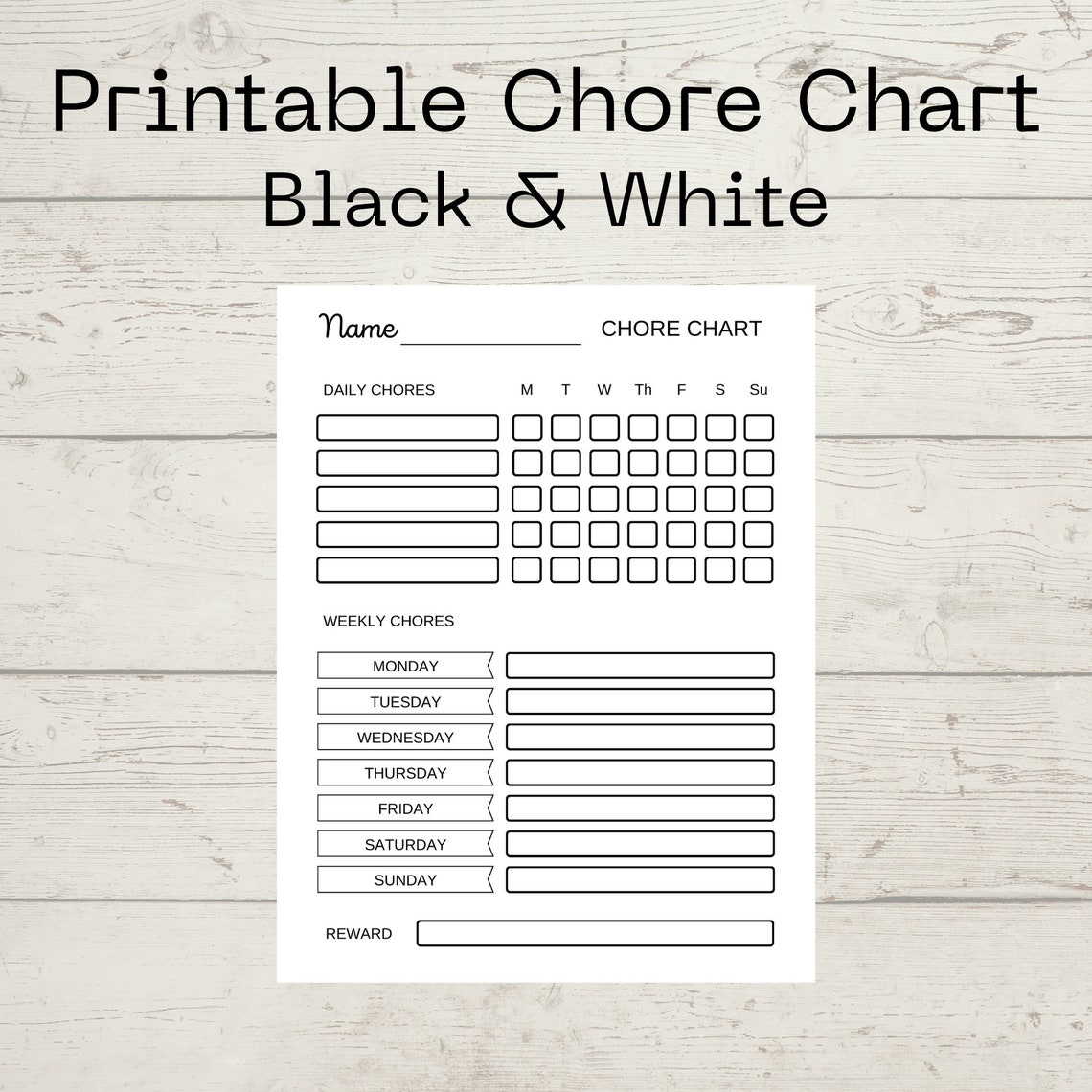 Chore Chart, Kids Chore Chart. Daily Chore Chart, Instant Download ...