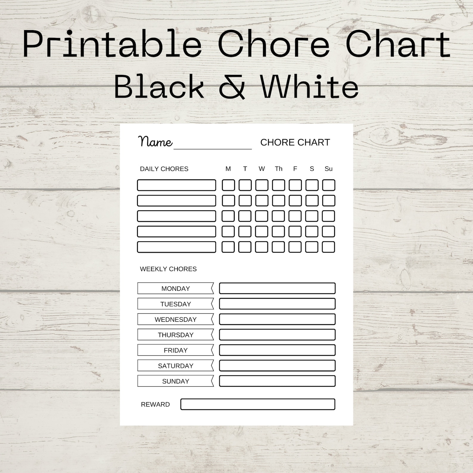 Chore Chart, Kids Chore Chart. Daily Chore Chart, Instant Download ...