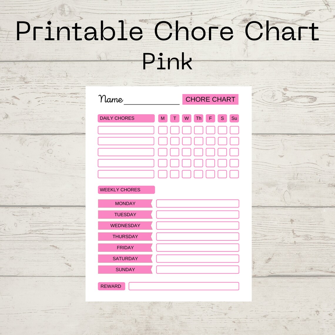 Chore Chart, Kids Chore Chart. Daily Chore Chart, Instant Download ...