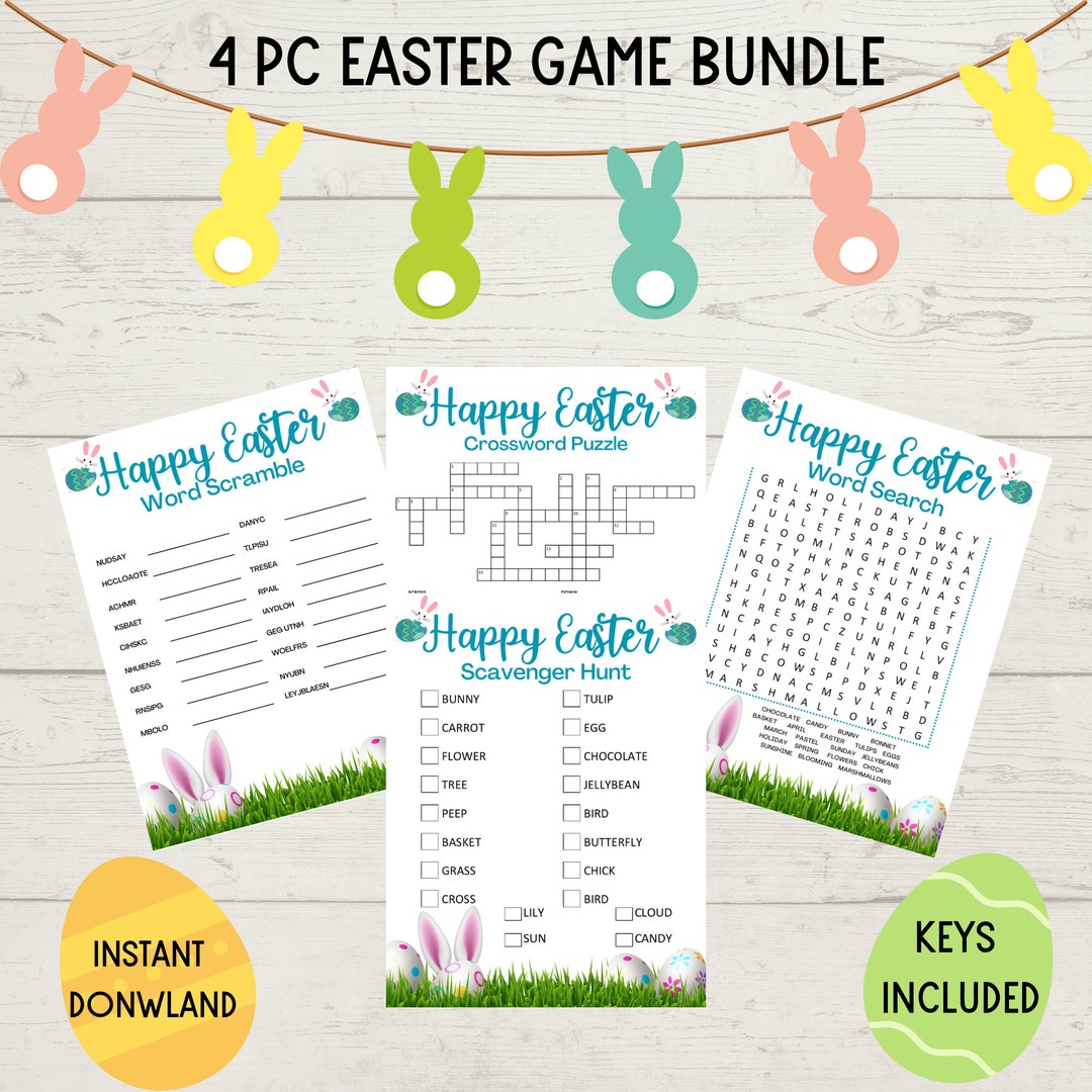 Easter Digital Download, Word Search, Crossword Puzzle, Easter Word ...