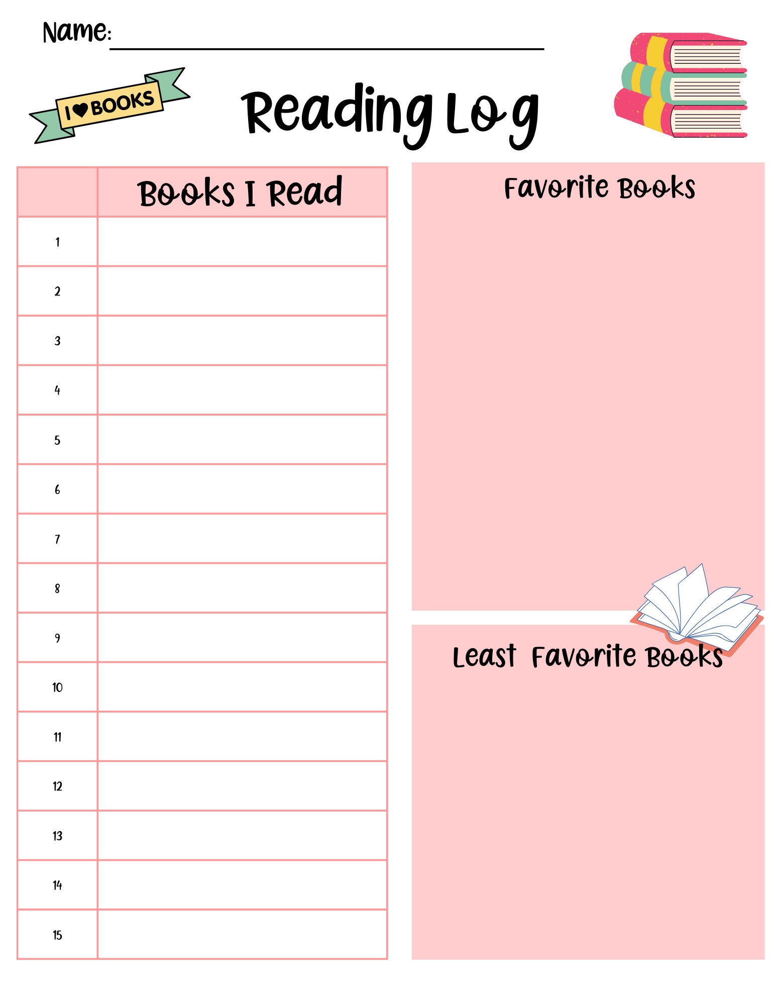Kids Reading Log, Instant Download, Reading Chart, Book Log, Book ...