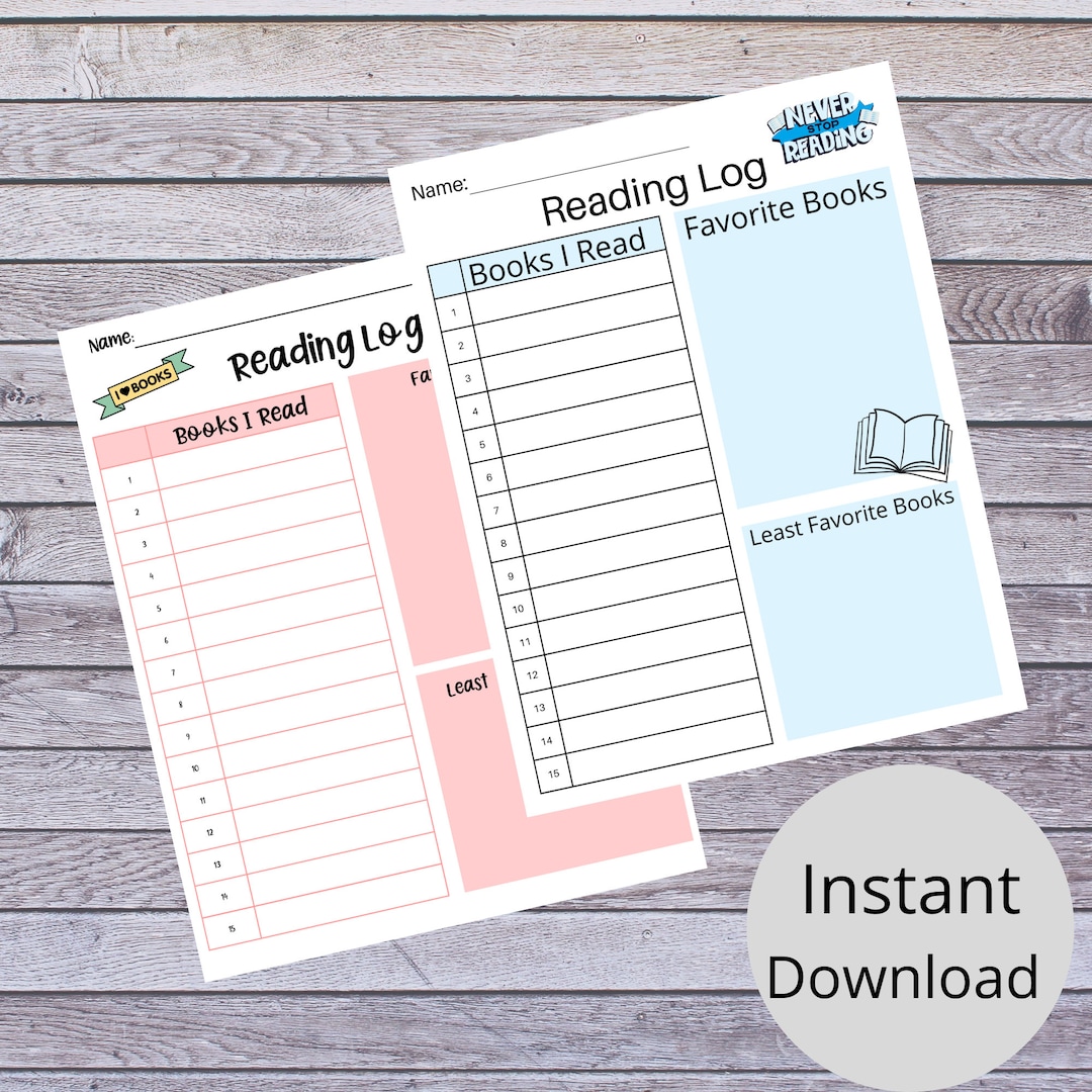 Kids Reading Log, Instant Download, Reading Chart, Book Log, Book ...
