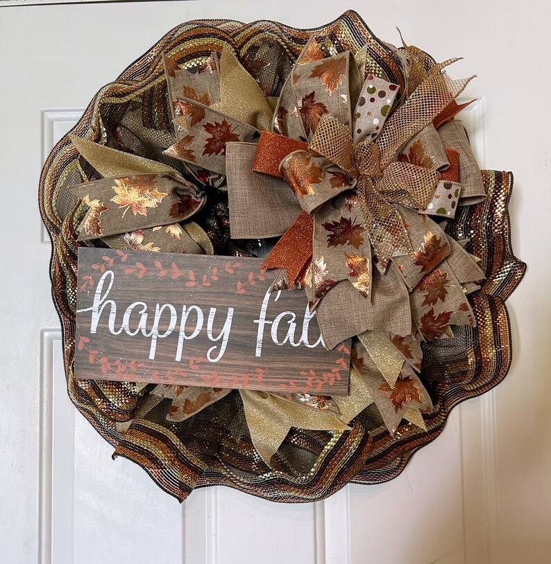 Happy Fall Mesh Wreath - Etsy