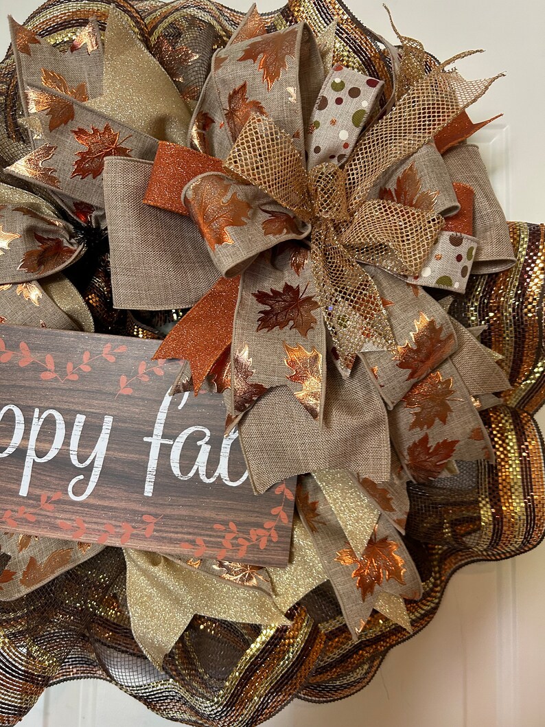 Happy Fall Mesh Wreath - Etsy
