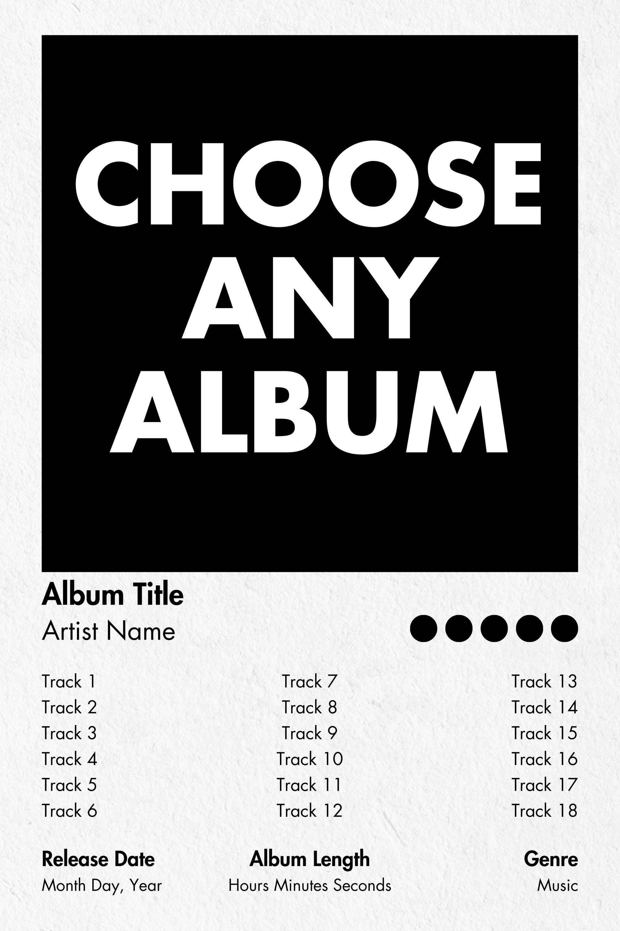 Custom Album Tracklist Poster - Request Any Album - Album Cover Poster ...