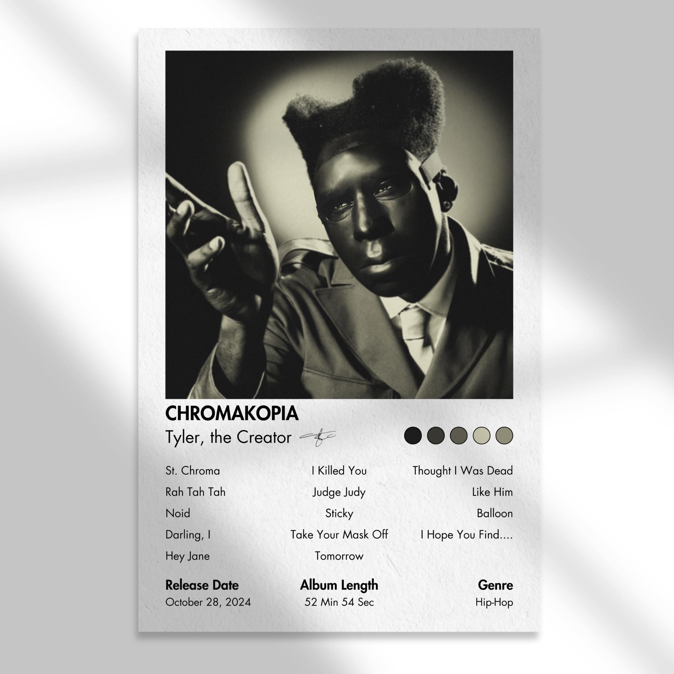 Tyler, the Creator CHROMAKOPIA Album Tracklist Poster New CHROMAKOPIA ...