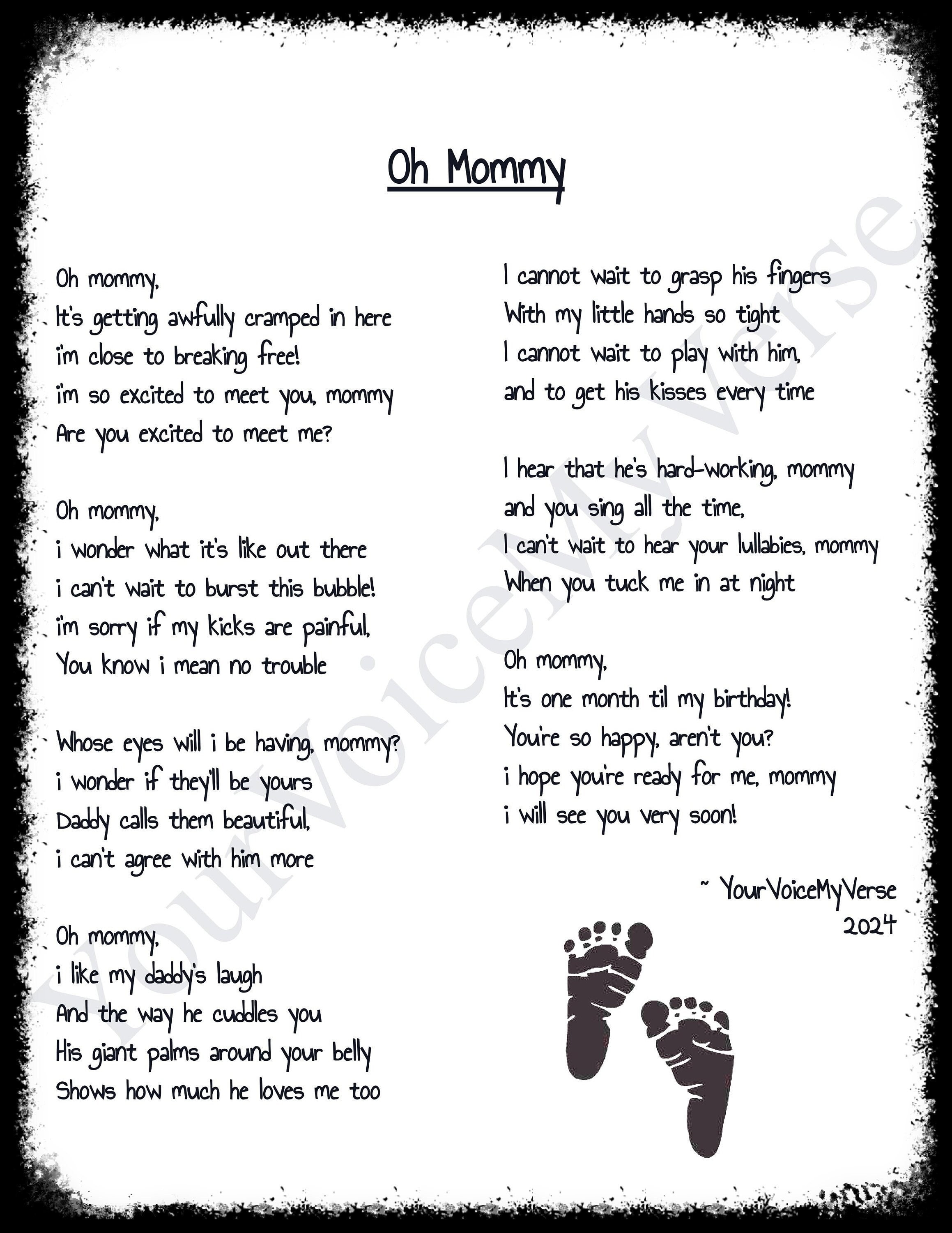 Oh Mommy by Yourvoicemyverse | Downloadable Poem for Baby, New Baby ...