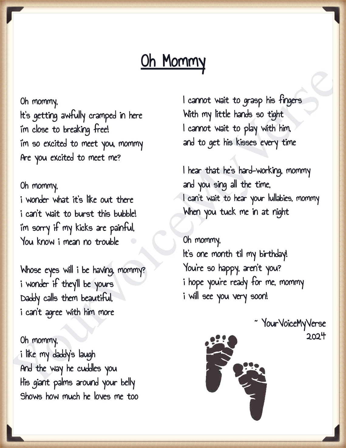 Oh Mommy Poem | Baby Shower Gift, New Mother Keepsake (digital Download ...