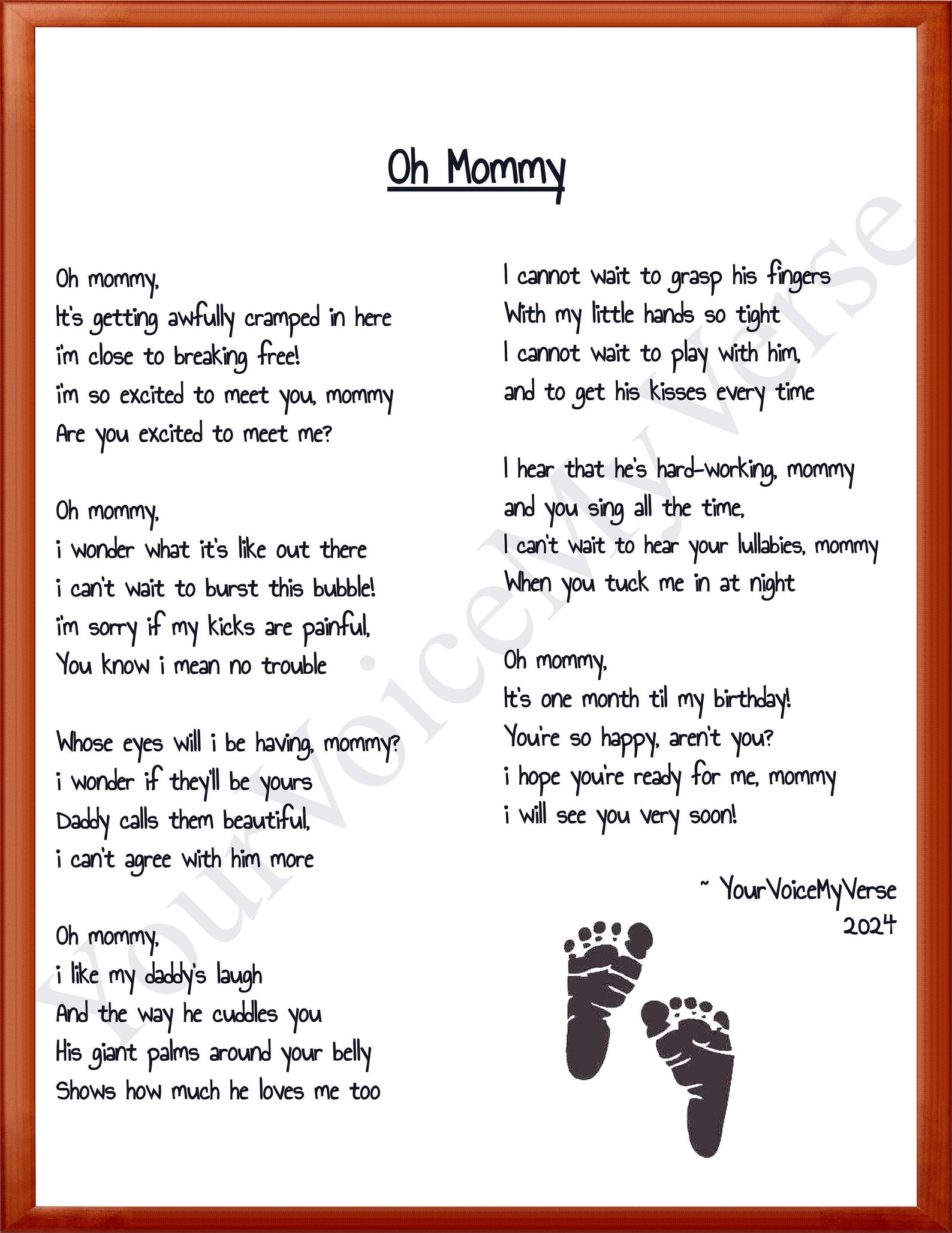 Oh Mommy by Yourvoicemyverse | Downloadable Poem for Baby, New Baby Poem, Printable Baby Poem ...