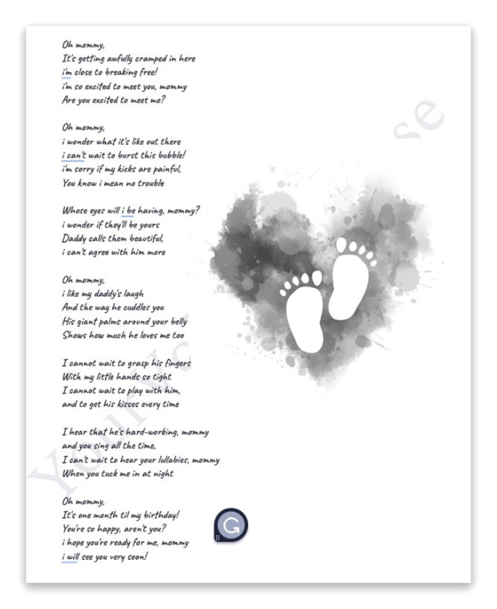 Oh Mommy | Downloadable Poem for Baby, New Baby Poem, Printable Baby ...