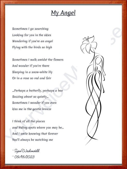 My Angel Poem Funeral Poem, Poem of Loss, Poem for Loved One ...