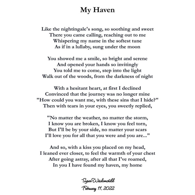 My Haven | Love Poem, Husband Poem, Boyfriend Poem, Best Friend Poem ...