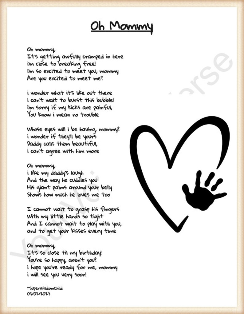 Oh Mommy Poem | New Baby Gift, Baby Shower Decor (digital PDF) - Etsy