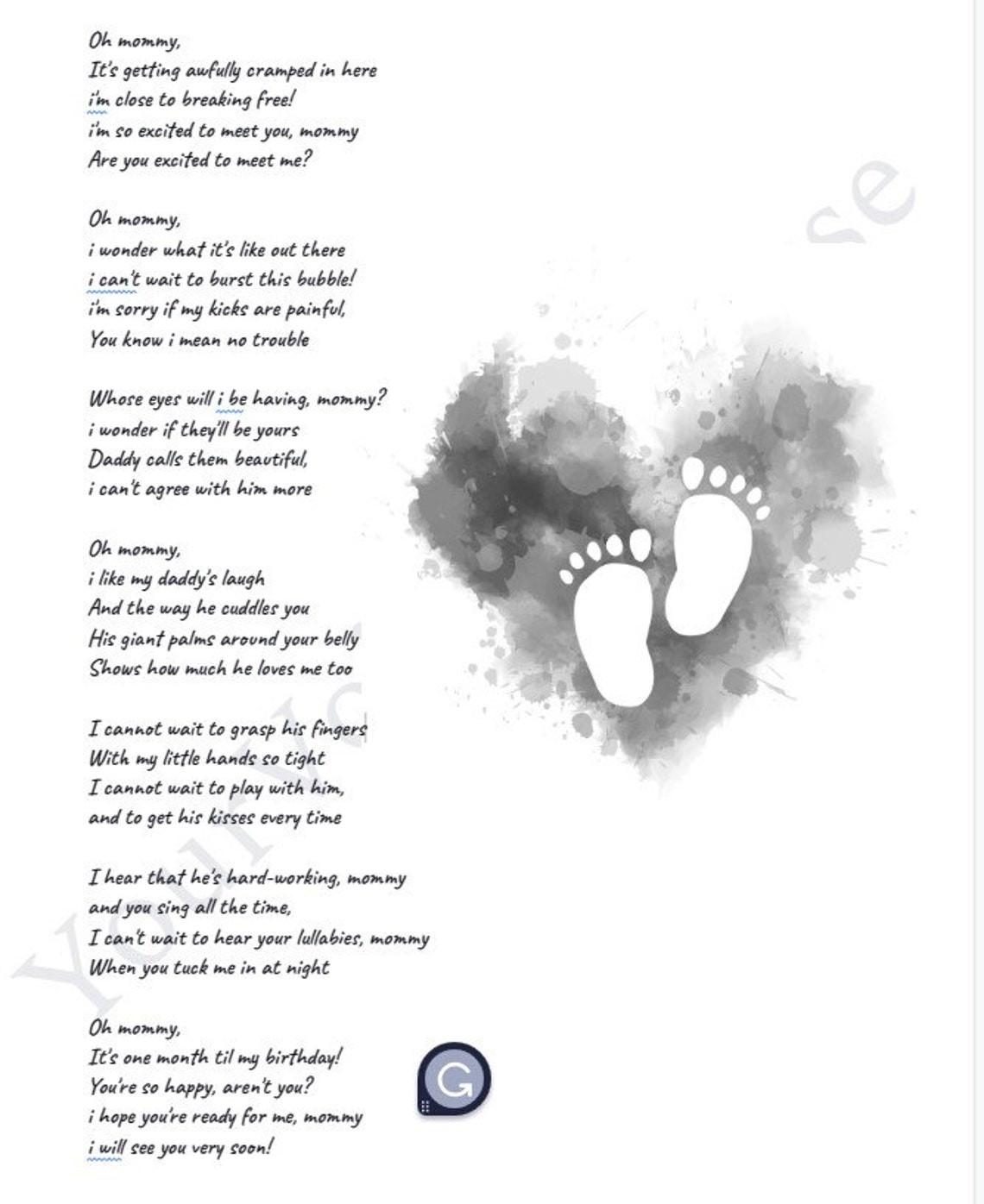 Oh Mommy | Downloadable Poem for Baby, New Baby Poem, Printable Baby ...
