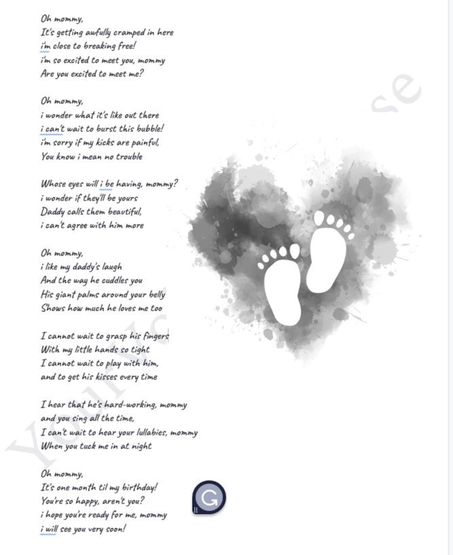 Oh Mommy | Downloadable Poem for Baby, New Baby Poem, Printable Baby ...