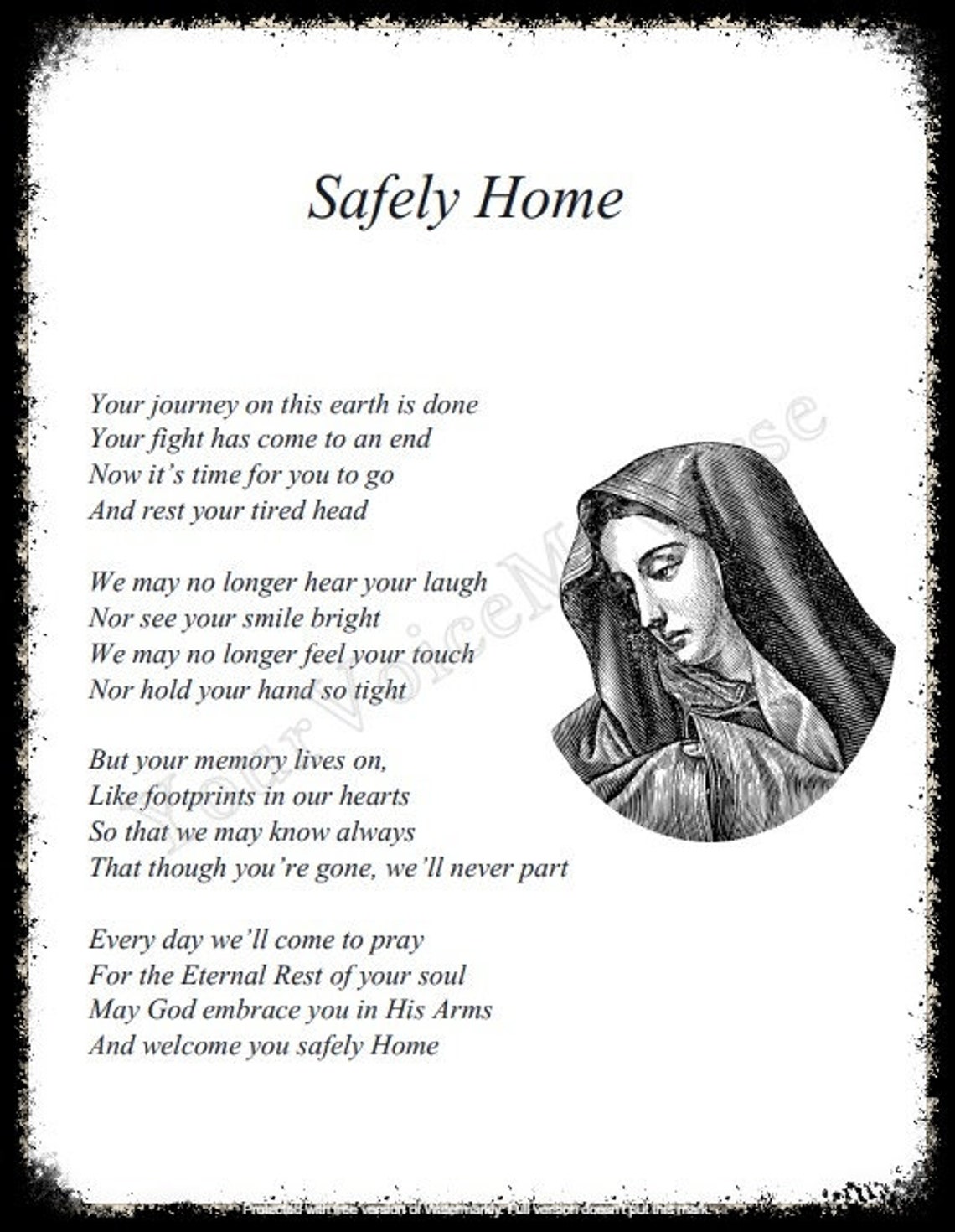 Safely Home Poem | in Loving Memory Poem Print, Poem for Loss of Loved ...
