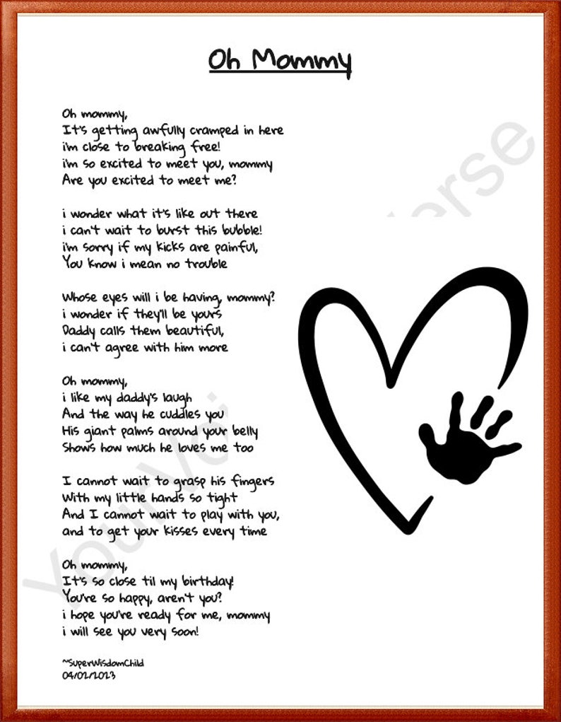 Oh Mommy Poem | New Baby Gift, Baby Shower Decor (digital PDF) - Etsy