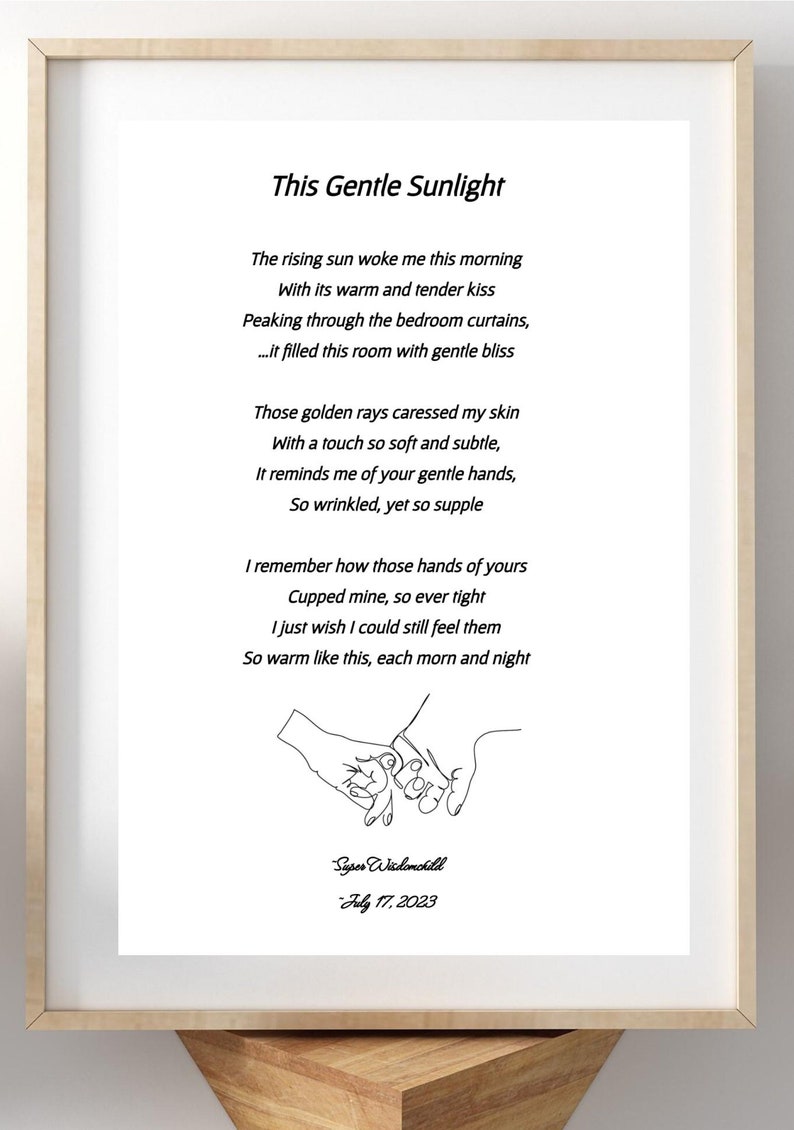 This Gentle Sunlight in Loving Memory Poem Print, Poem for Loss of ...