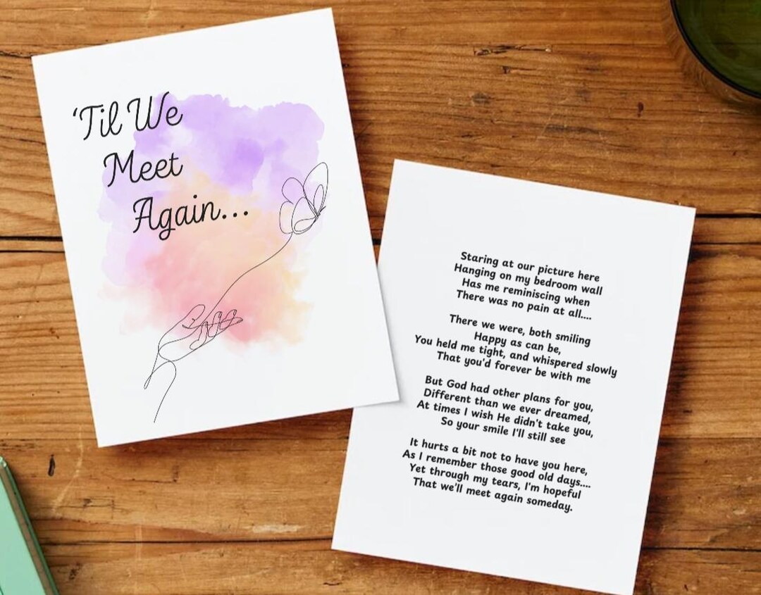 Bereavement Poem Postcard – Comforting Sympathy Gift, Loss of Loved One ...