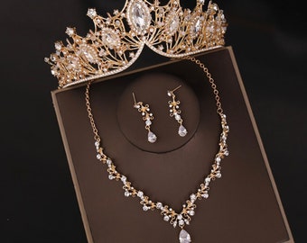 Gold Wedding Crown Set - Etsy