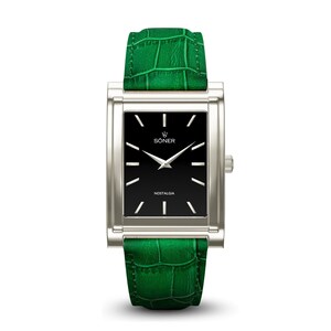 Man Square Watch in Stainless Steel With Black Dial Tank Quartz Retro ...