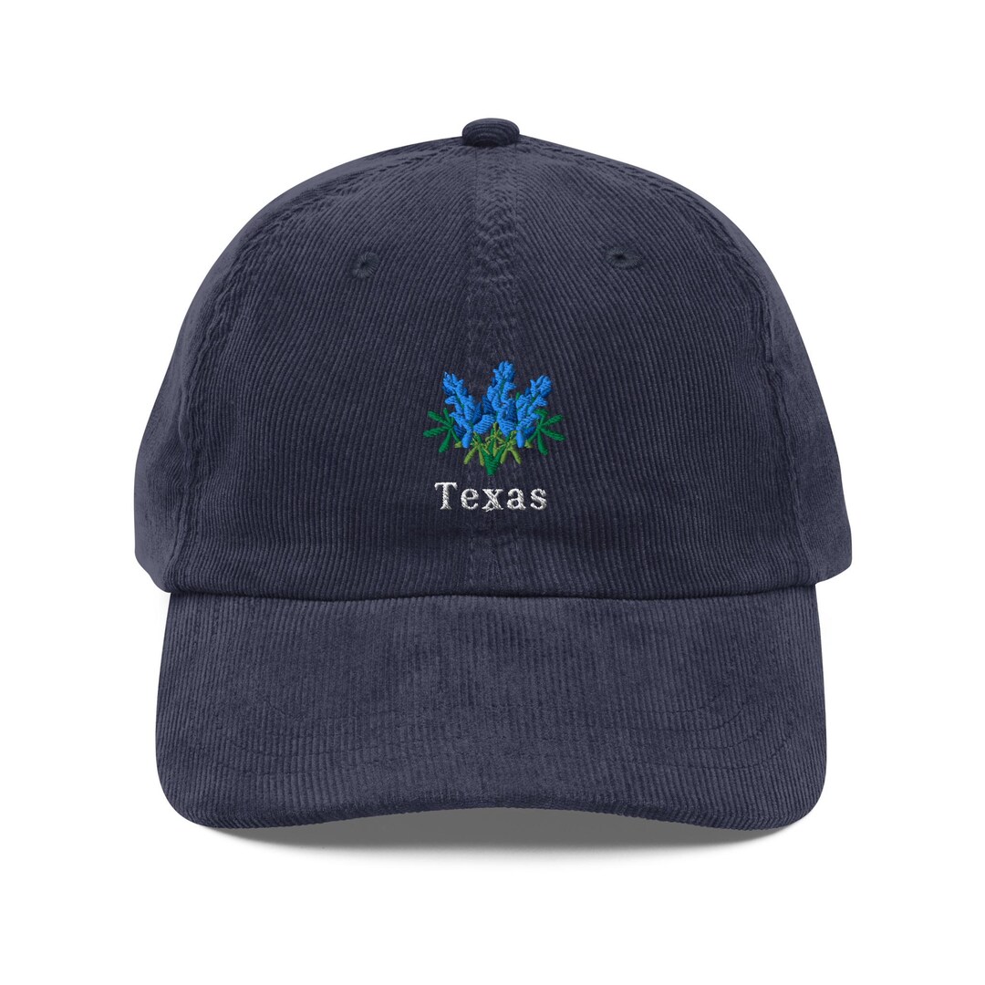 Embroidered Texas Bluebonnets Baseball Hat, Corduroy Texas Flowers Hat ...