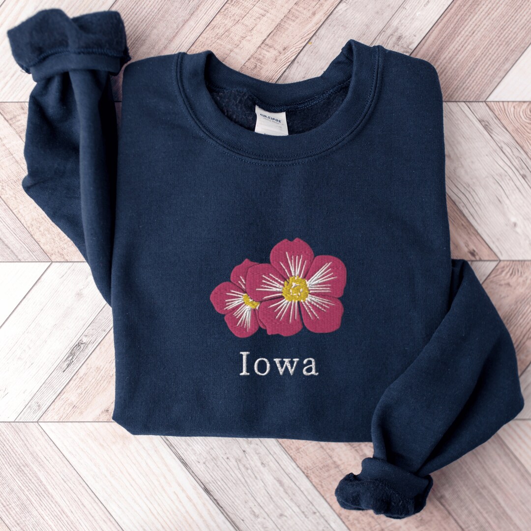 Iowa State Flower Sweatshirt, Embroidered Iowa Crewneck Sweater, Wild ...