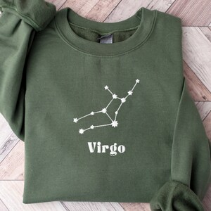Virgo Embroidered Sweatshirt, Embroidered Zodiac Crewneck Sweater ...