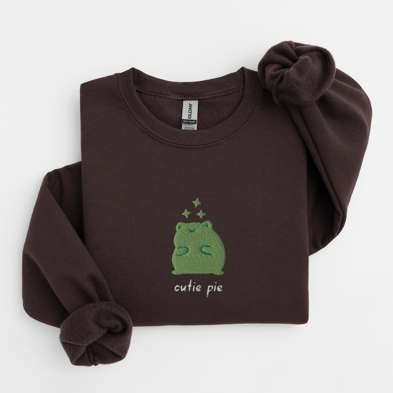 Embroidered Frog Sweatshirt, Cutie Pie Frog Crewneck - Etsy