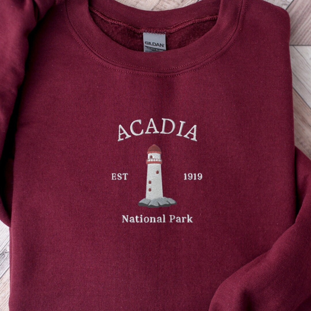 Acadia Sweatshirt National Park Sweatshirt Embroidered - Etsy