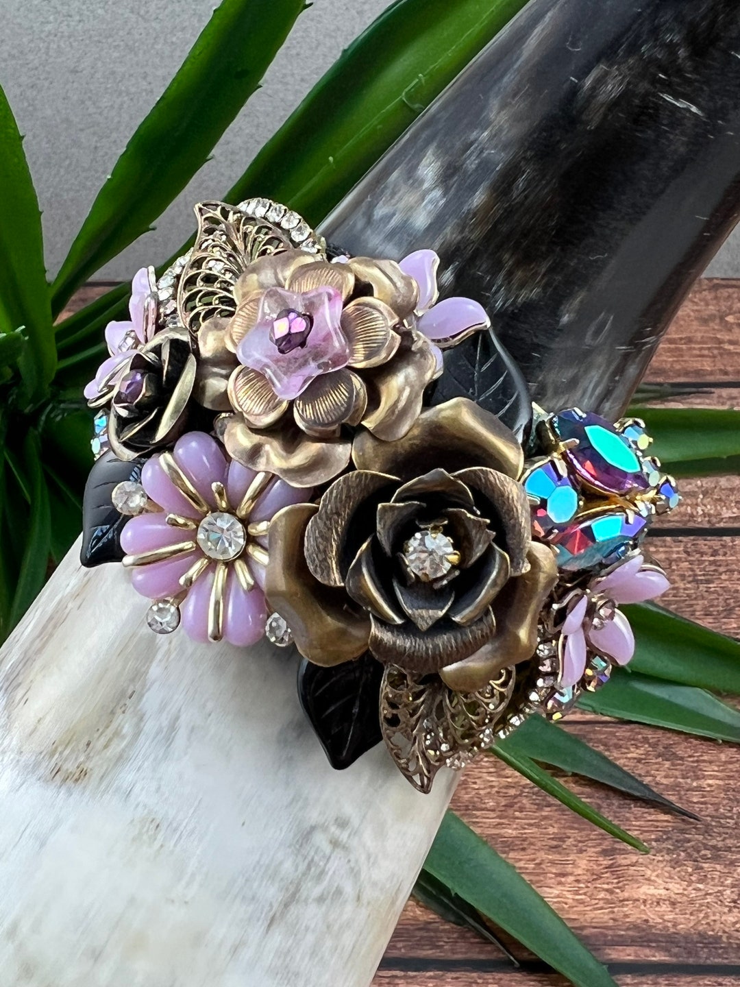 Cuff, Rhinestone Cuff, Western Cuff, Rodeo Cuff, Brass, Statement ...