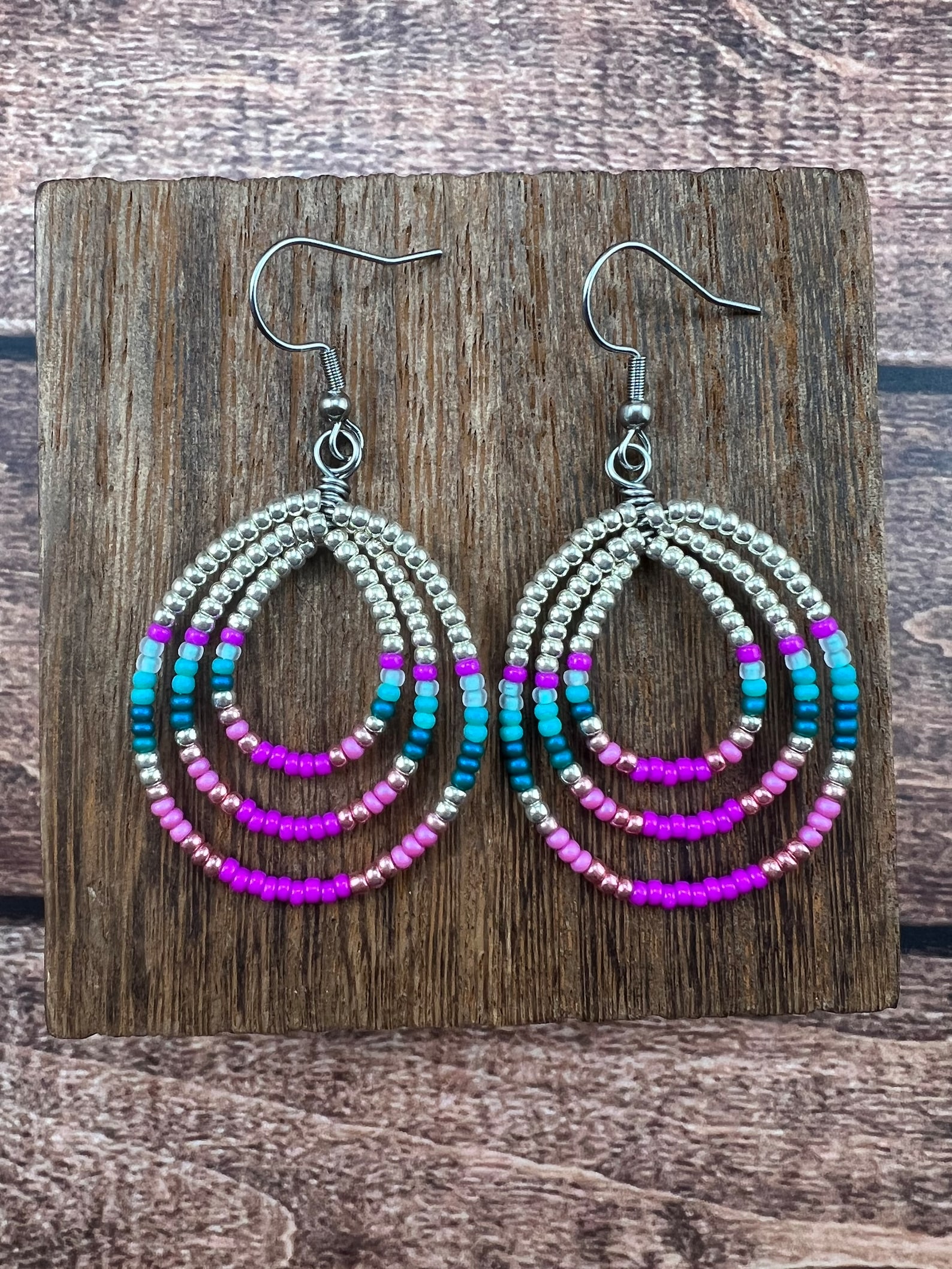 Earrings, Triple Loop Earrings, Hoops, Seed Bead, Western, Rodeo - Etsy