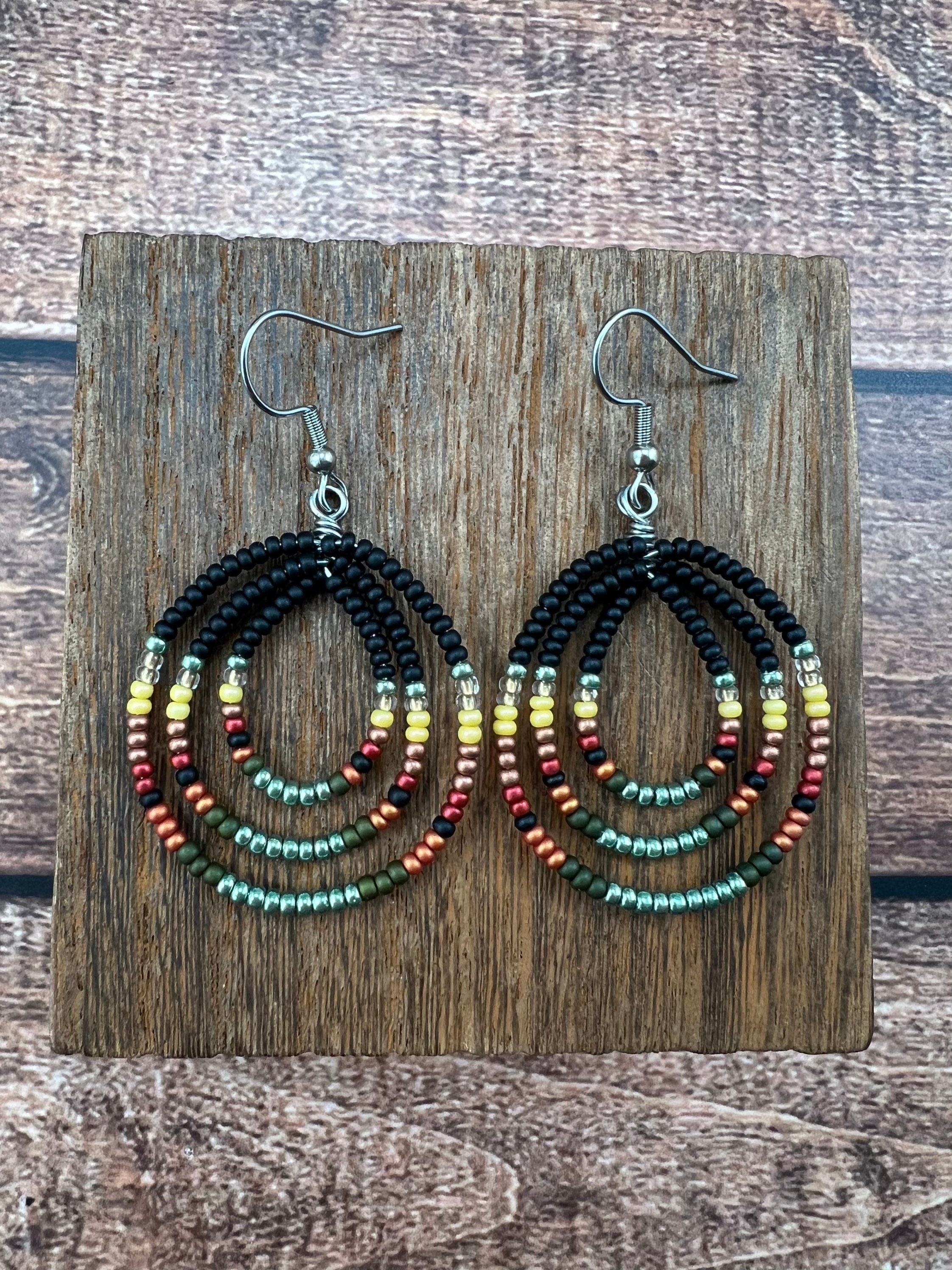 Western, Hoop, Earrings, Seed Bead, Triple Loop, Rodeo - Etsy