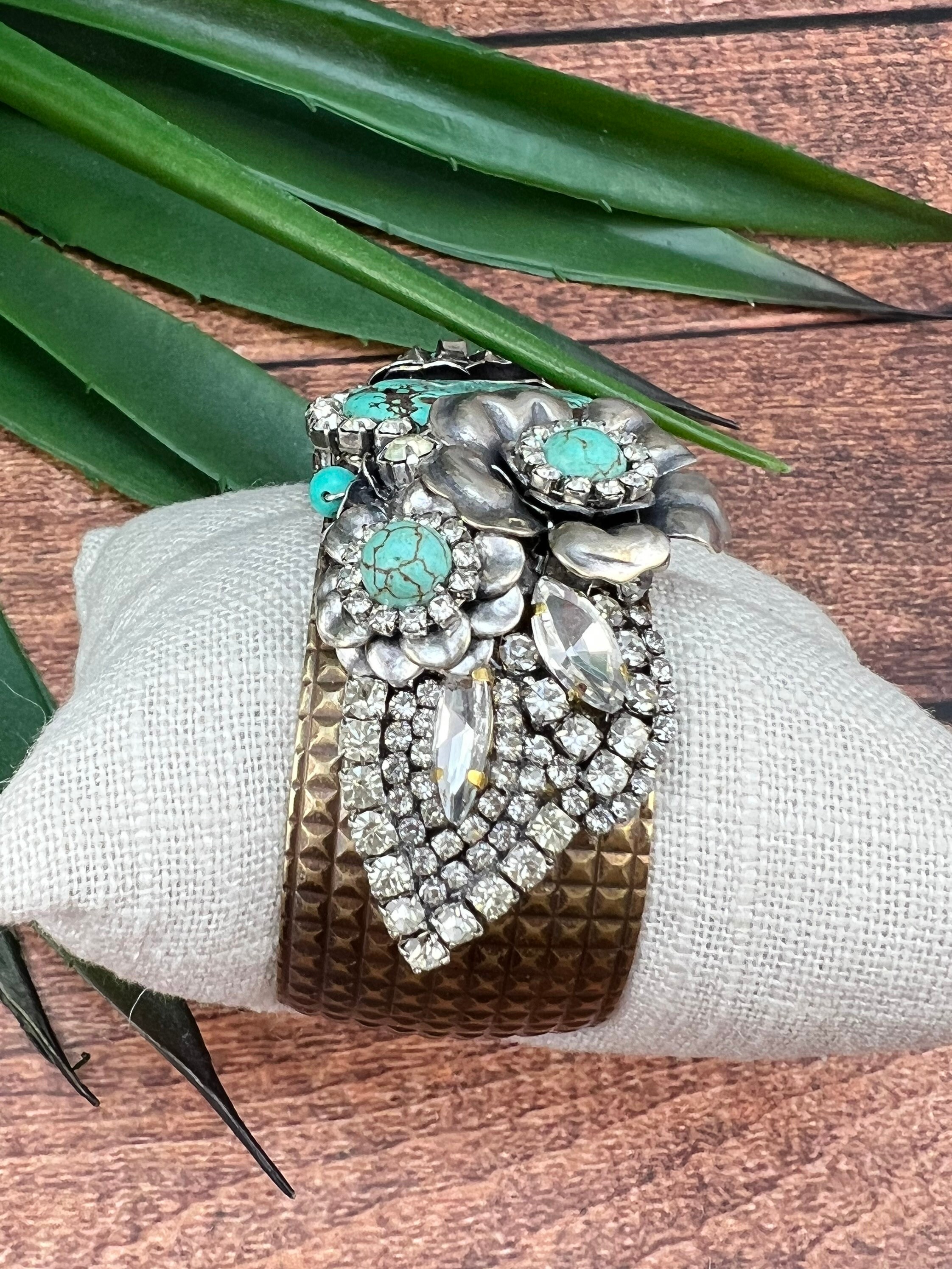 Country Cowgirl Cuff, Rhinestone Cuff, Western Cuff, Rodeo Cuff, Brass ...